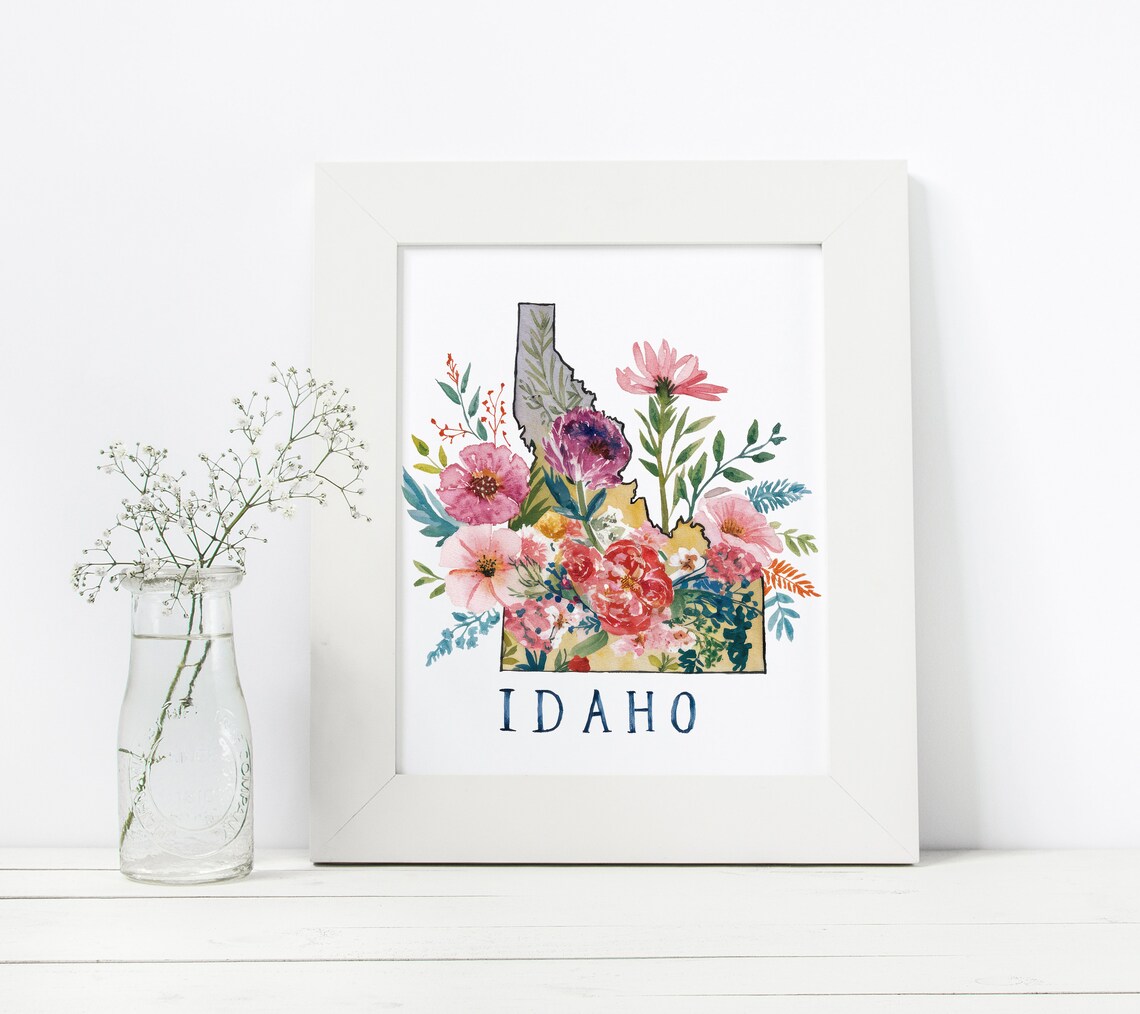 State of Idaho Clipart, Idaho State PNG, Idaho State With Flowers ...