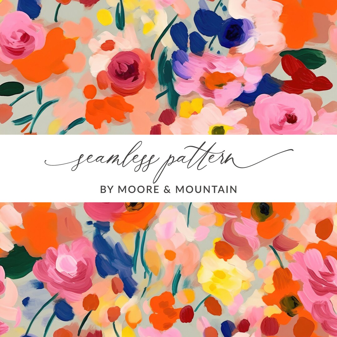 Modern Abstract Bloom Seamless Pattern, Painted Abstract Flora Seamless ...