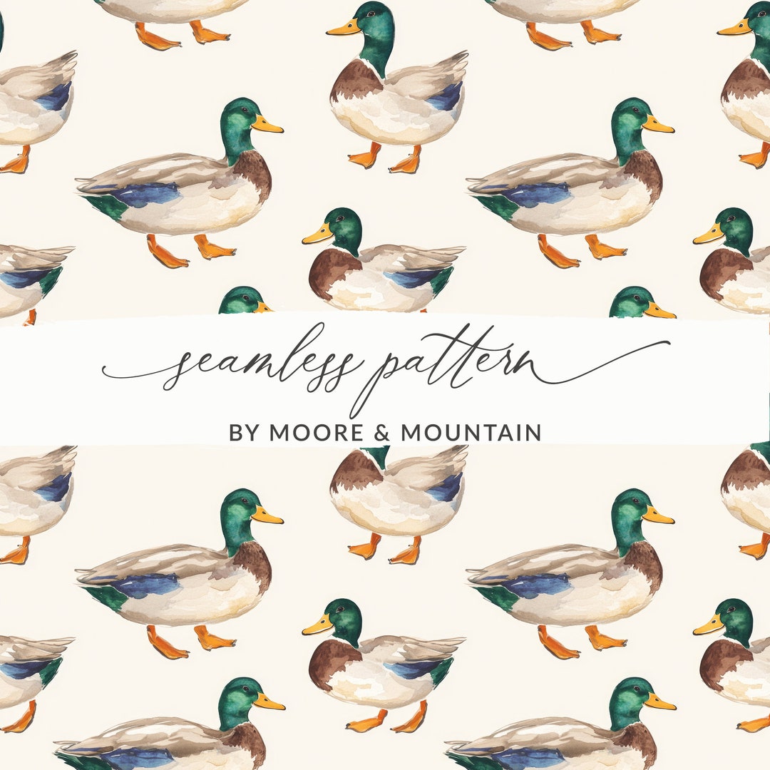 Seamless Duck Background Pattern Mallard Ducks Cute Repeating Pattern ...