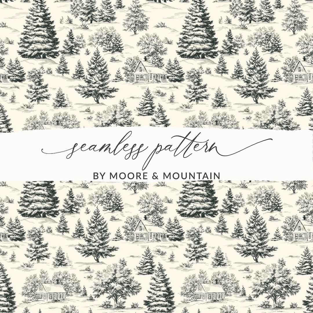 Black and White Winter Toile Seamless Pattern Vintage Christmas Toile ...