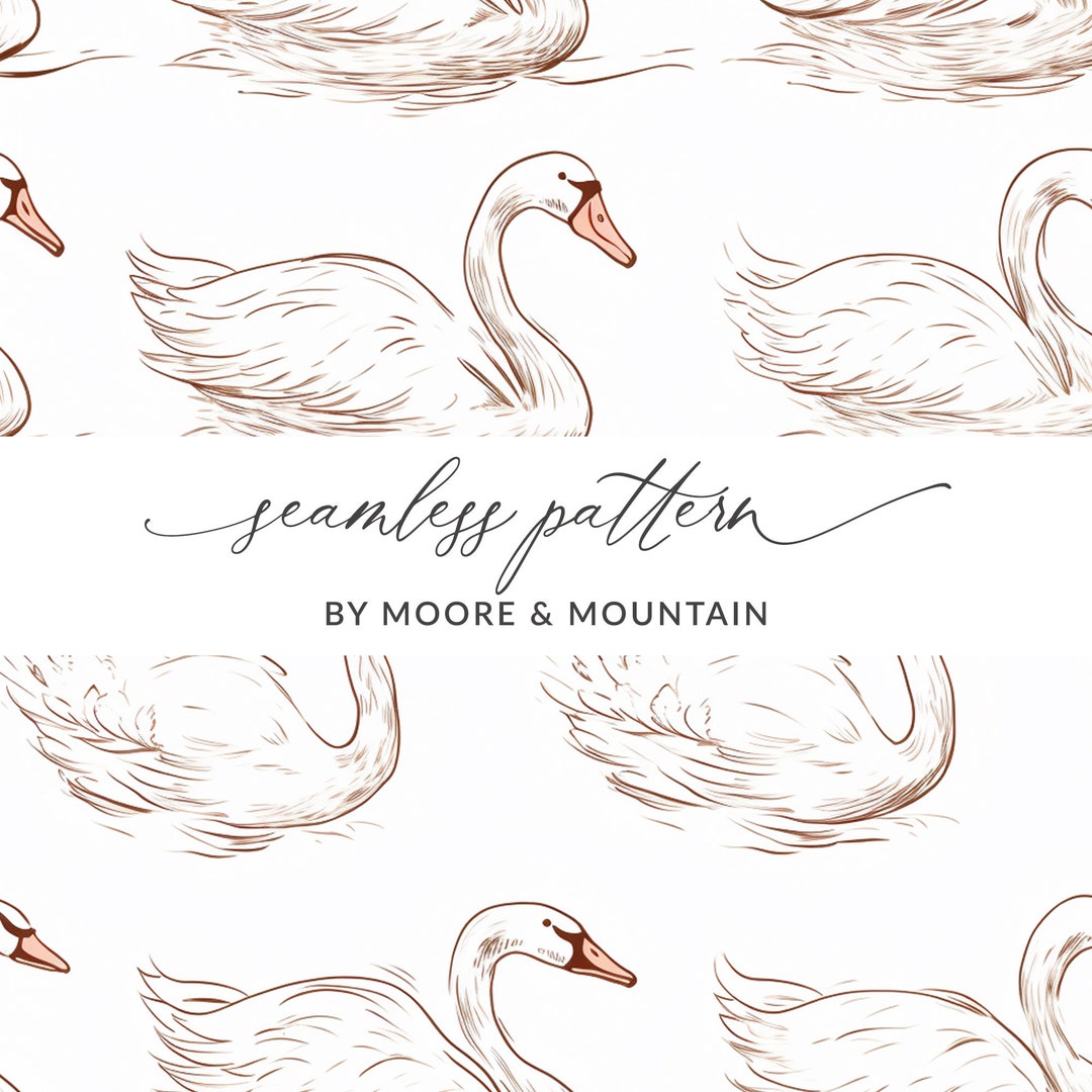 Seamless Swan Pattern, Sketched Swans Seamless Background Pattern, Cute ...