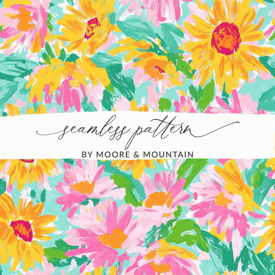 Neon Sunflower Seamless Background Pattern Beachy Floral Seamless ...