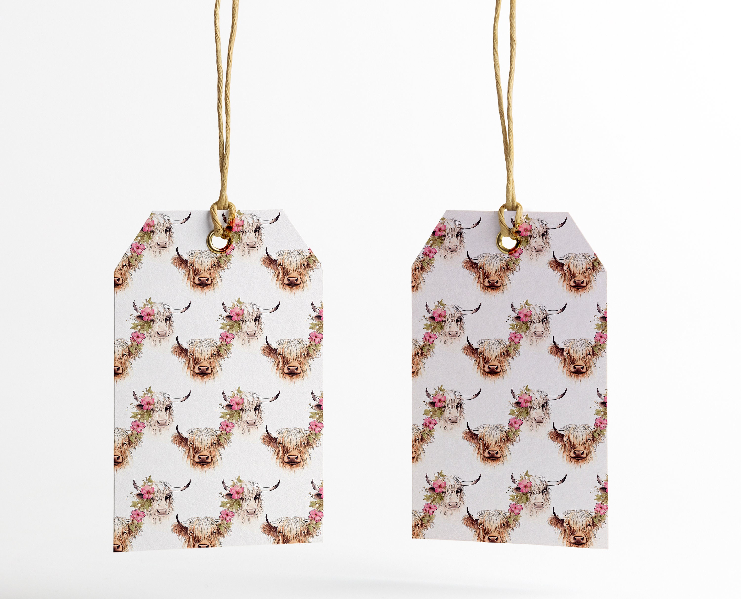 Seamless Highland Cow Pattern, Boho Highland Cow Digital Paper ...