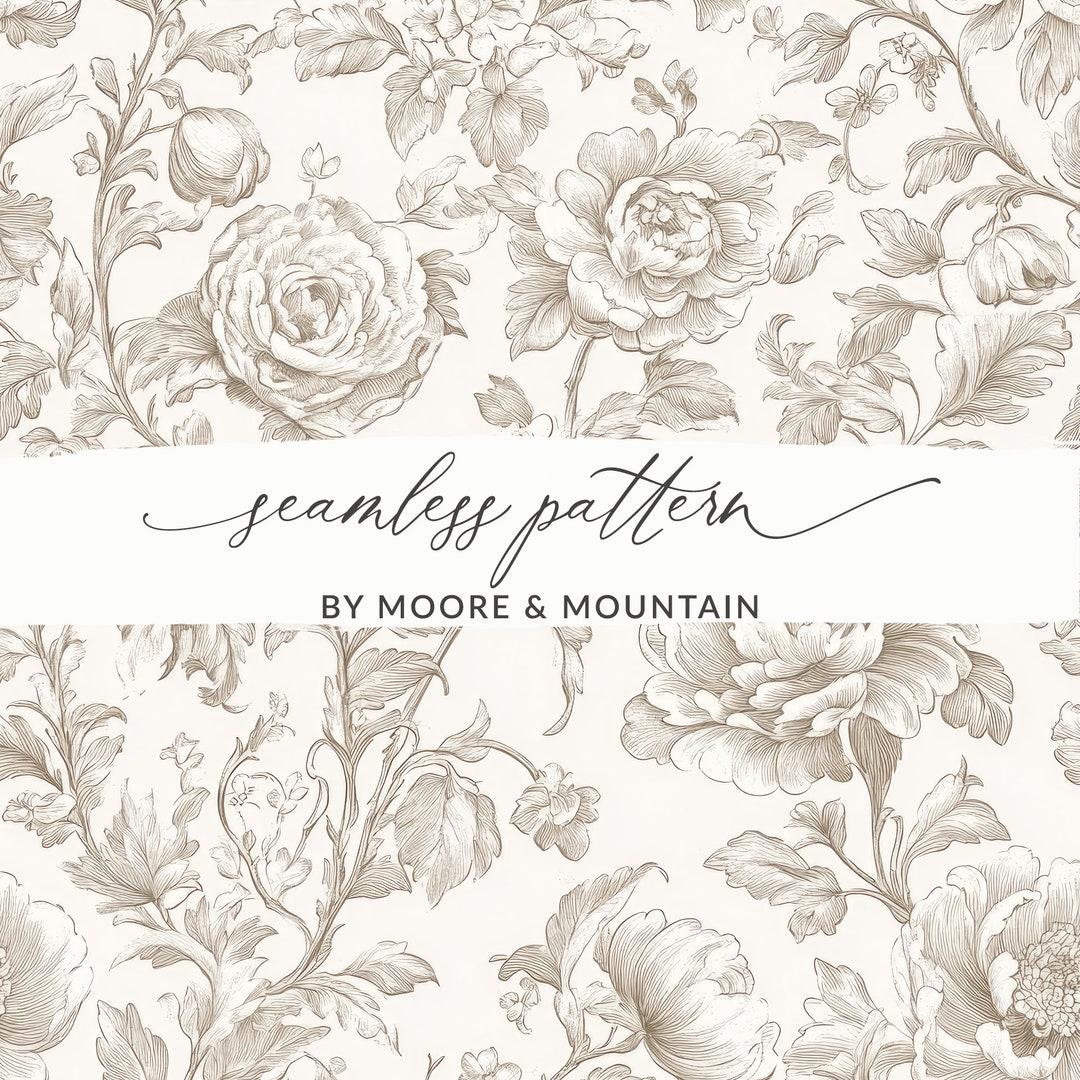 Seamless Toile Pattern, Seamless Floral Toile Pattern, Elegant Floral ...