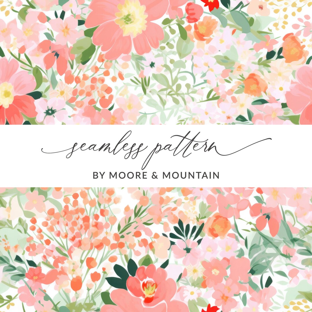 Pink and Green Spring Floral Pattern, Pink and Green Seamless Pattern ...