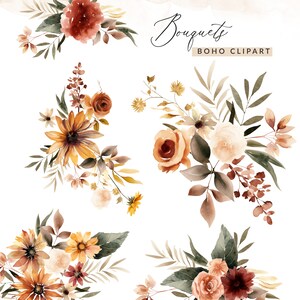 Boho Fall Wedding Clipart, Fall Floral, Fall Wedding, Sienna Flower ...