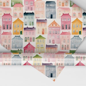Watercolor Houses Seamless Background, Painted Houses Repeating Pattern ...