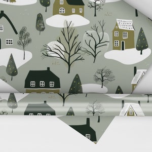Winter Village Seamless Background Pattern Scandi Winter Pattern ...