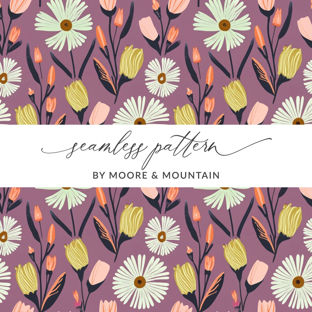 Seamless Purple Daisy Pattern Seamless Purple Flowers Pattern, Modern ...