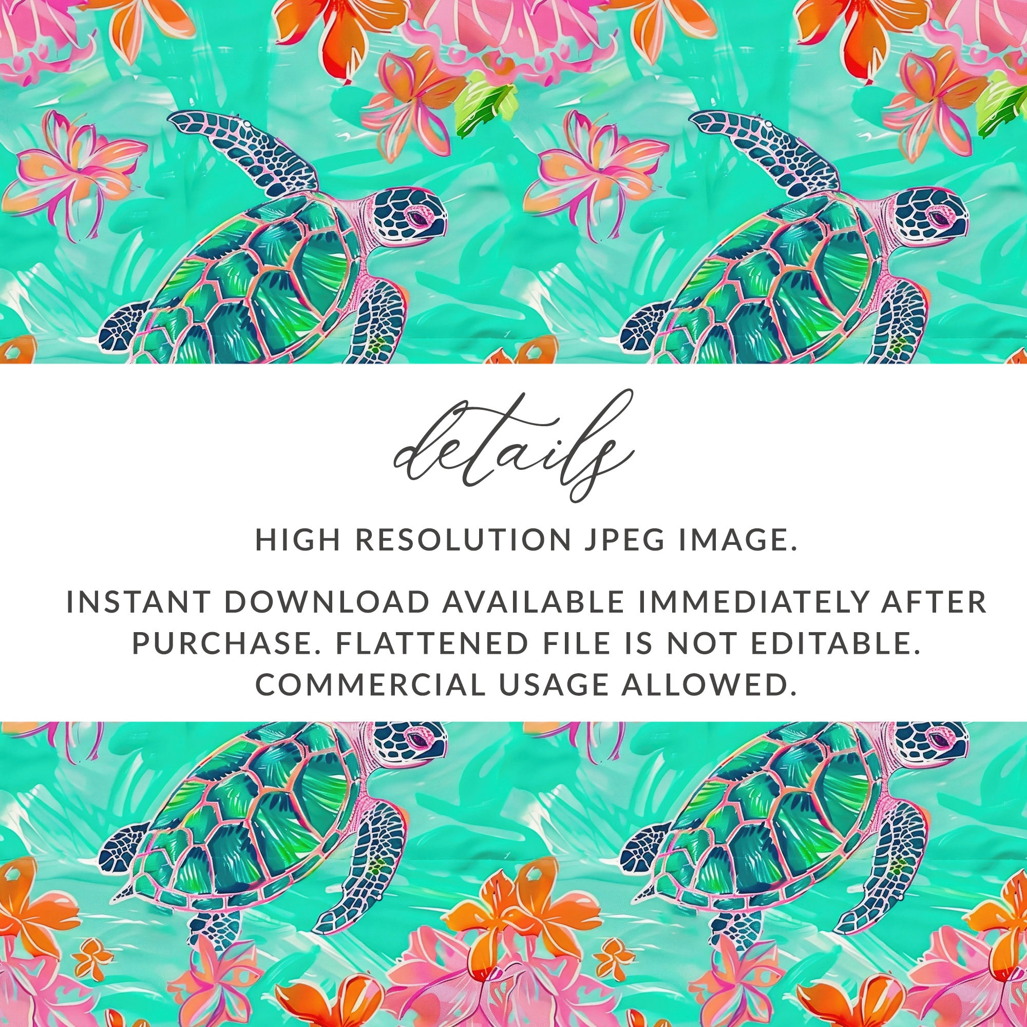 Seamless Sea Turtle Pattern, Neon Sea Turtle Background, Preppy Sea ...
