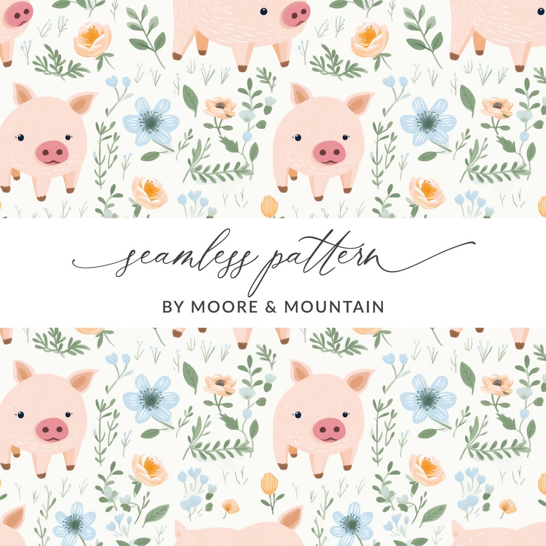 Cute Pigs Seamless Background Pink Pigs Repeating Background, Pink Pigs ...