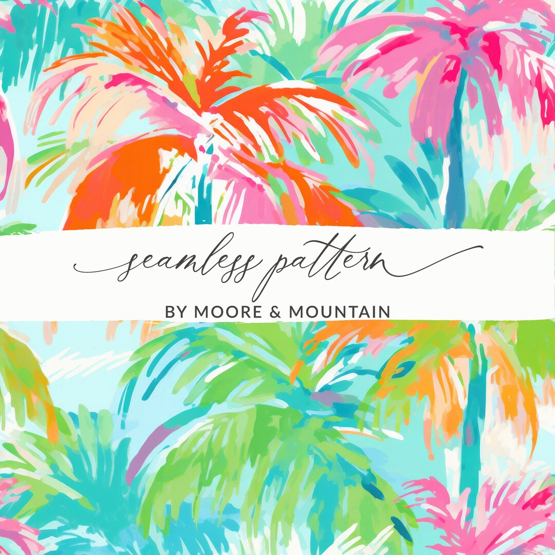 Beachy Seamless Palm Tree Pattern PNG Preppy Tropical Palm Trees ...
