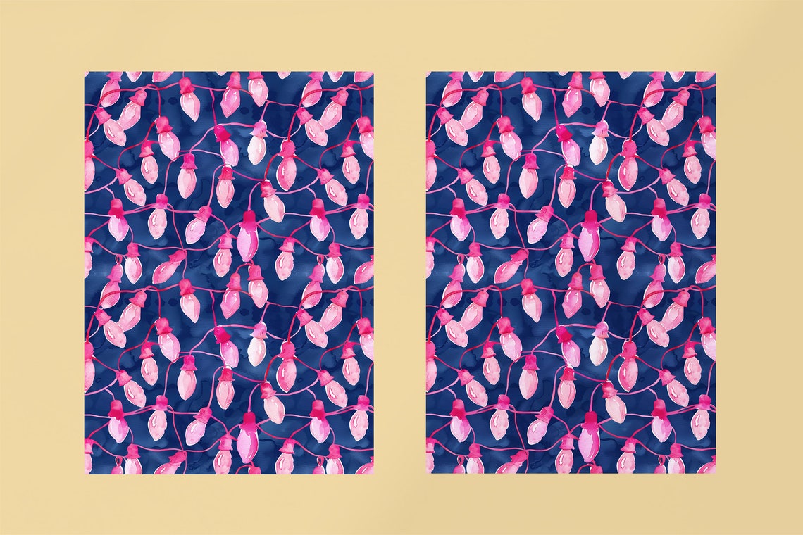 Christmas Lights Seamless String Lights Background Pattern, Pink ...