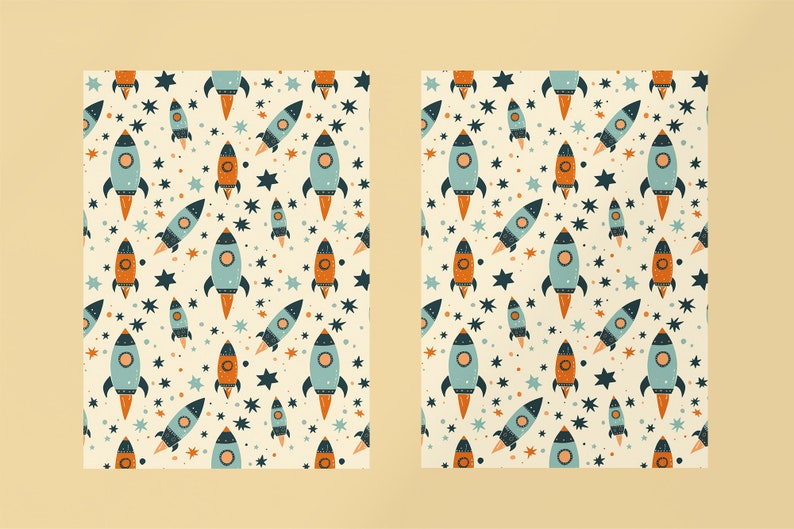 Rocket Digital Paper Pattern for Boys Sublimation Design File Rocket ...