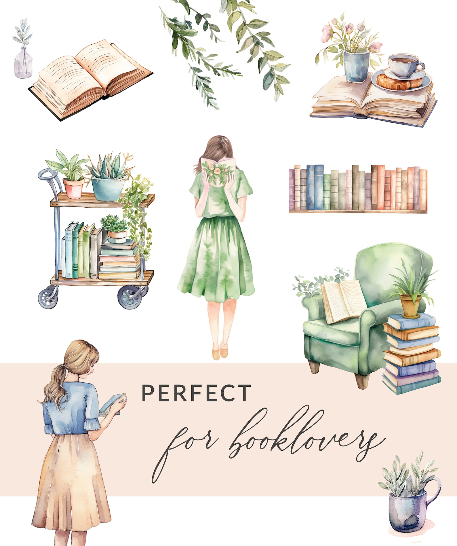 Watercolor Books Clipart, Watercolor Book Clipart, Watercolor Clipart ...
