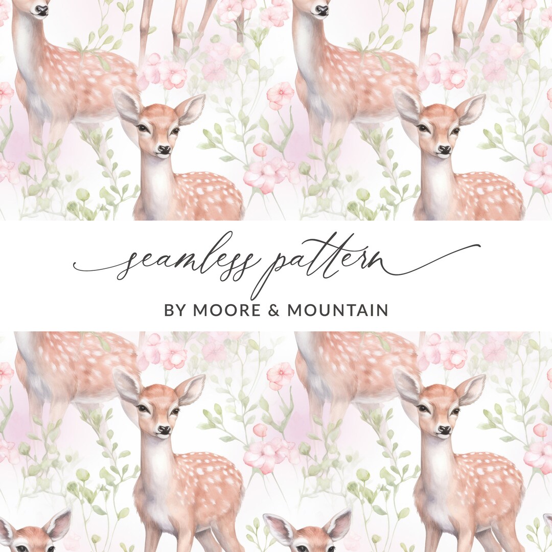 Cottagecore Deer Background Watercolor Deer Seamless Pattern ...