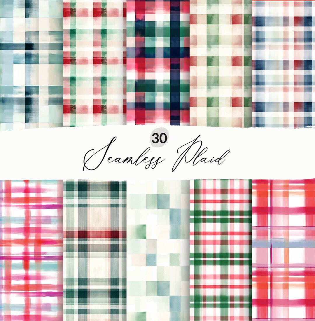 Watercolor Plaid Seamless Patterns Seamless Gingham, Christmas Plaid ...