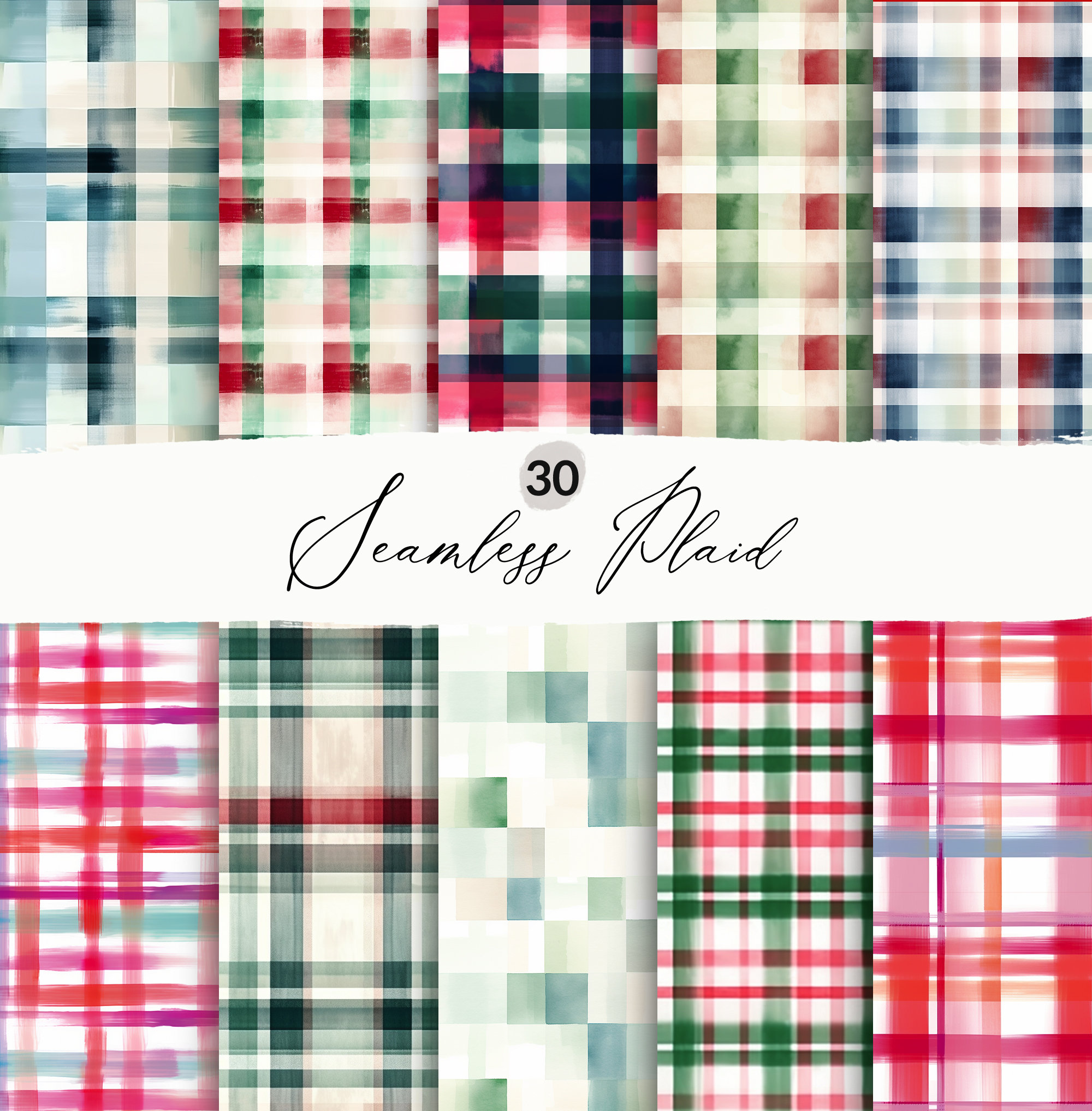 Watercolor Plaid Seamless Patterns Seamless Gingham, Christmas Plaid ...