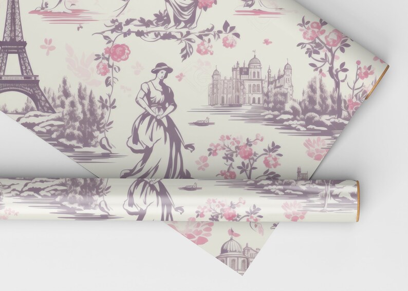 Pink Toile Seamless Pattern, Elegant Toile Seamless Background ...