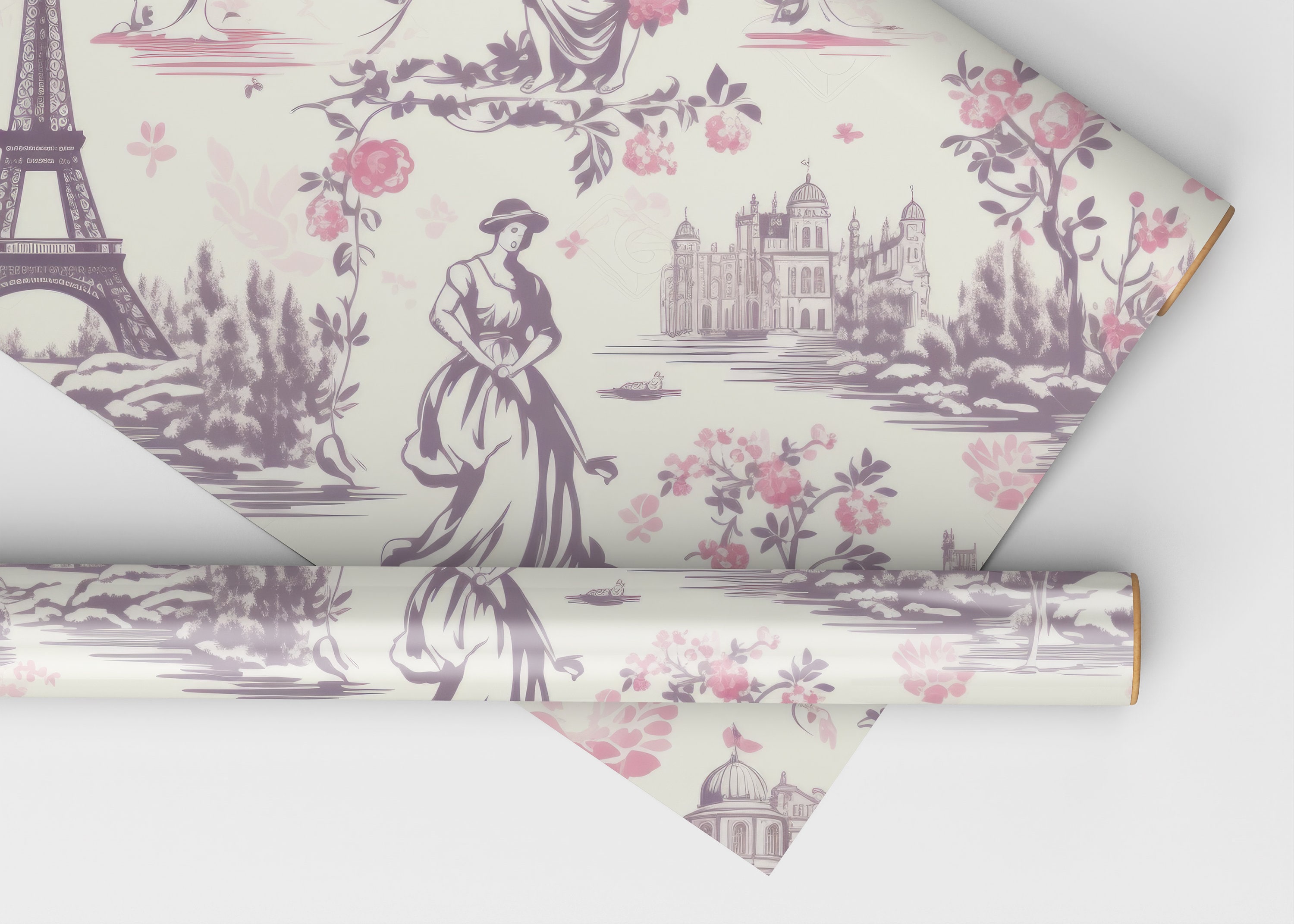 Pink Toile Seamless Pattern, Elegant Toile Seamless Background ...
