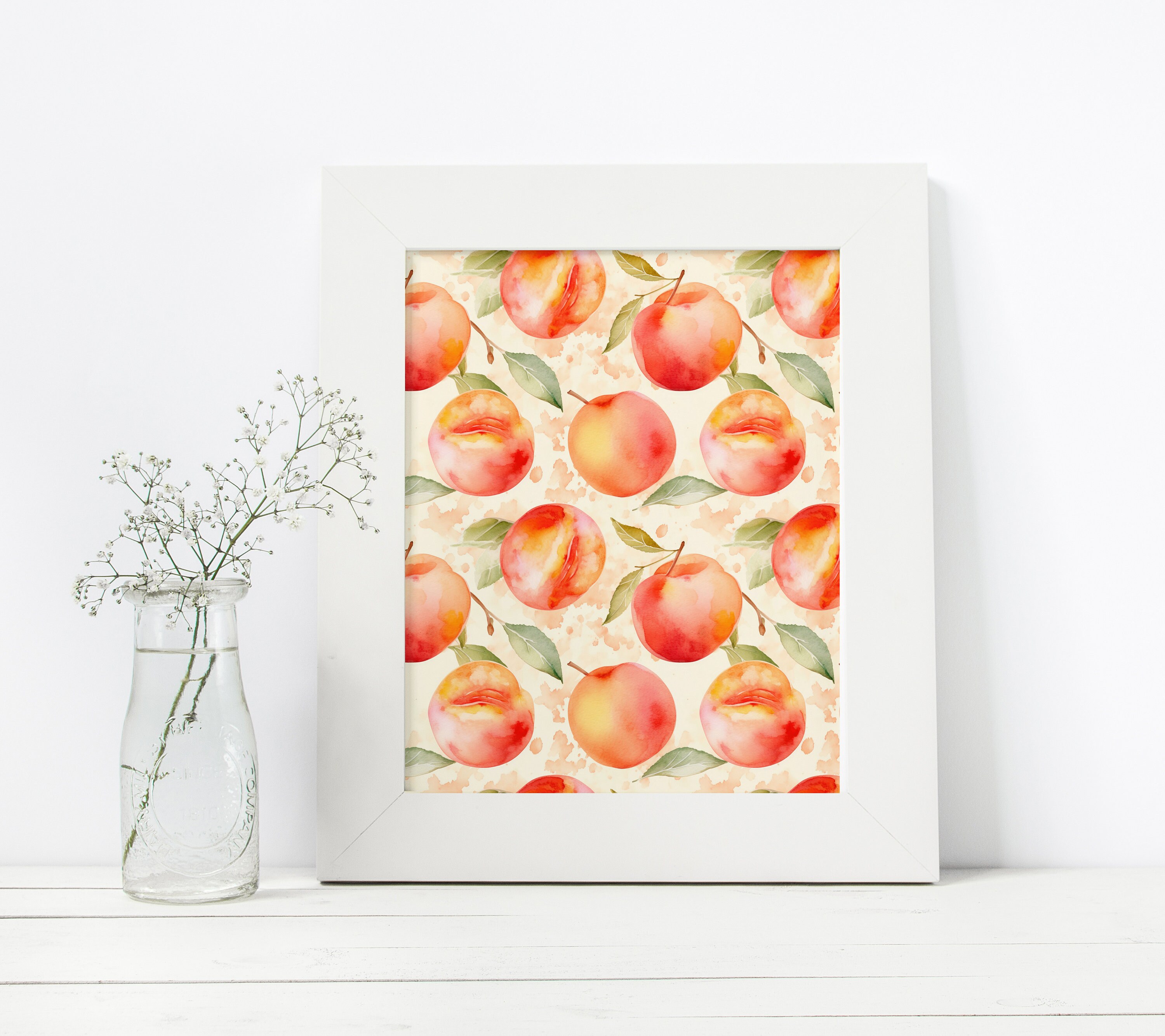 Watercolor Peach Seamless Background Pattern, Peaches Seamless Pattern ...