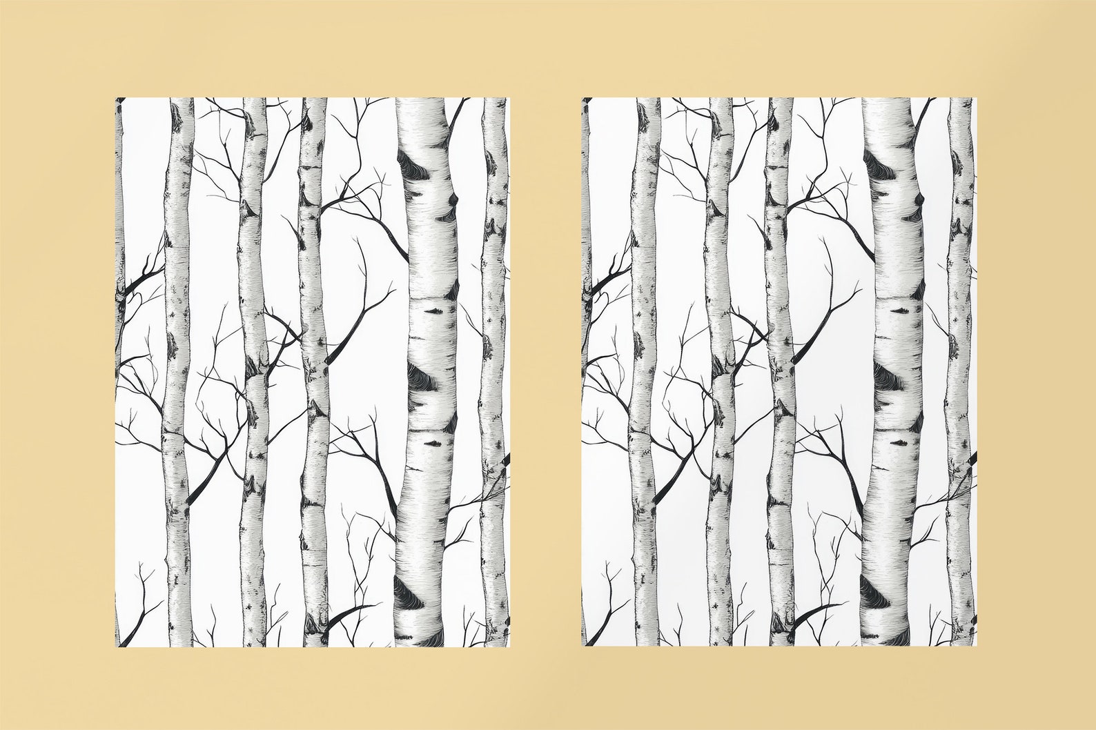 Birch Tree Seamless Pattern White Trees Aspen Tree Pattern Background ...