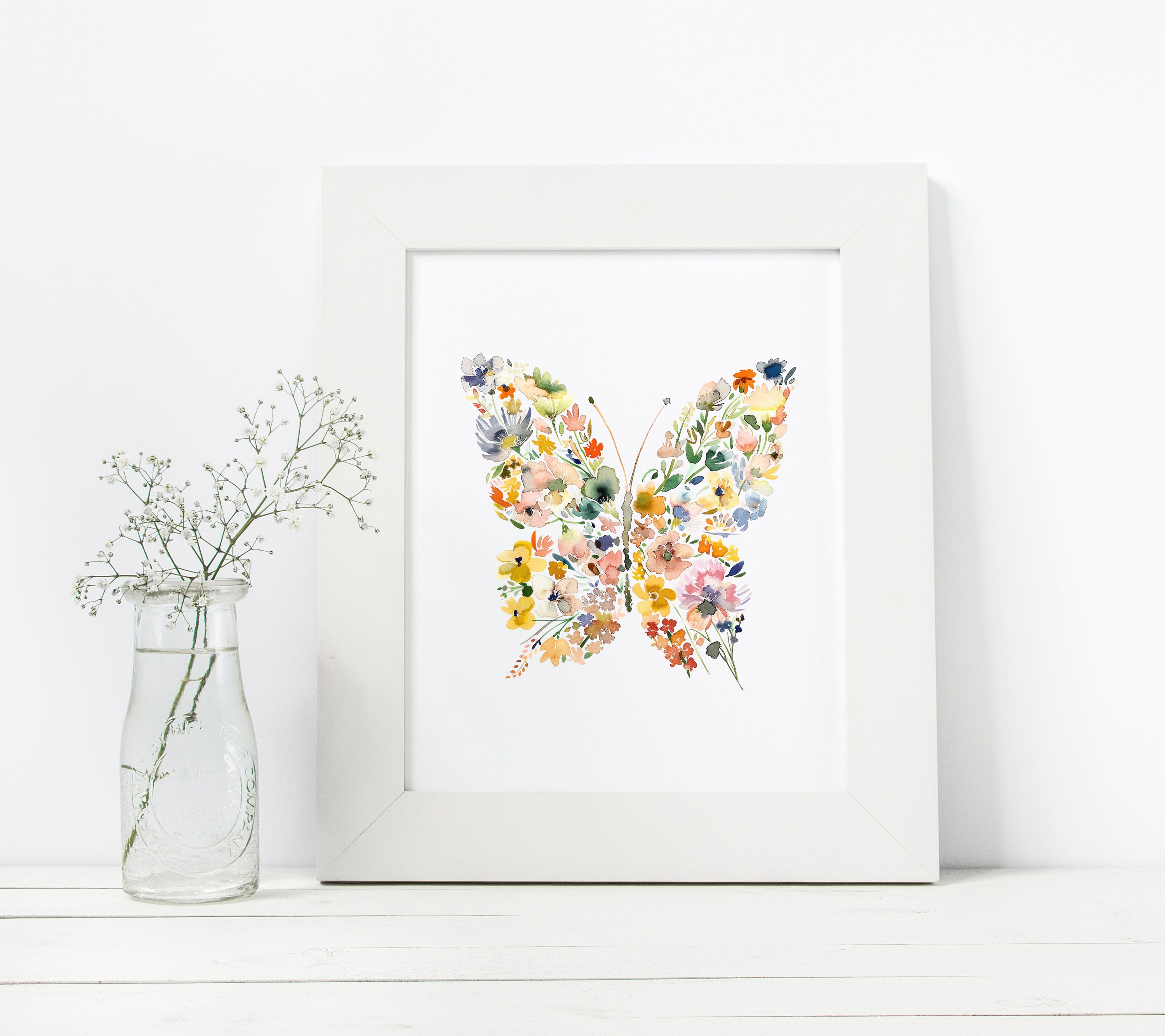 Painted Butterflies Clipart Spring, Boho Butterfly Clipart, Floral ...