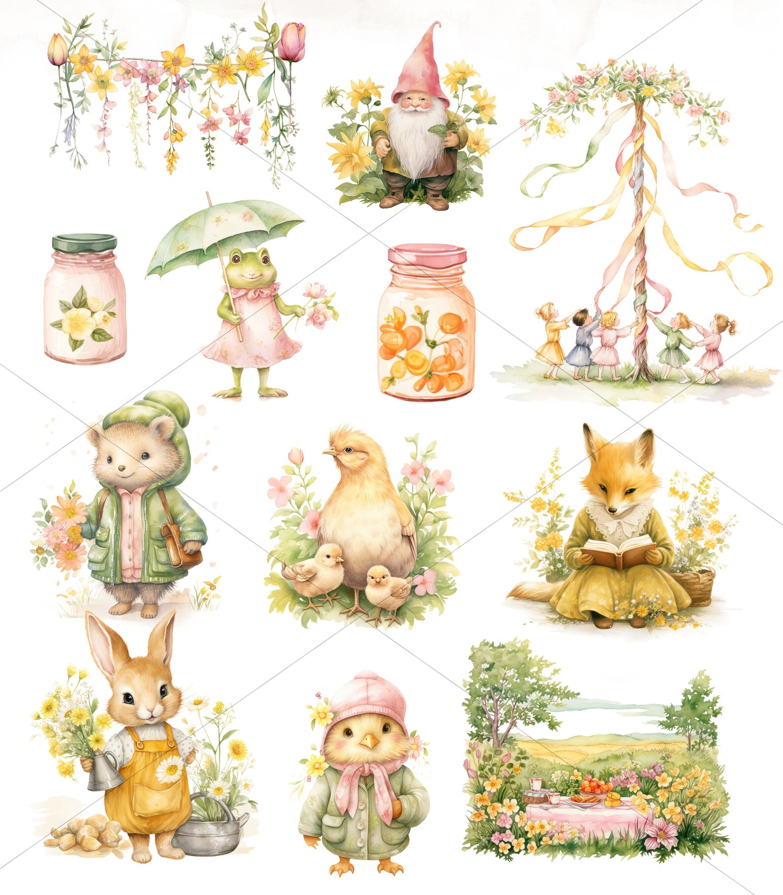 50 Cottagecore Clipart, Spring Cottagecore Clipart, Treehouse Clipart ...