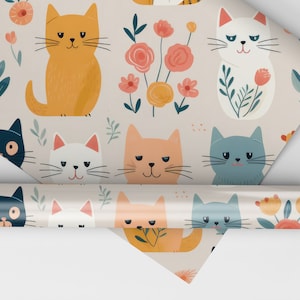 Quirky Cats Digital Paper, Seamless Cats Background, Cute Cats Pattern ...