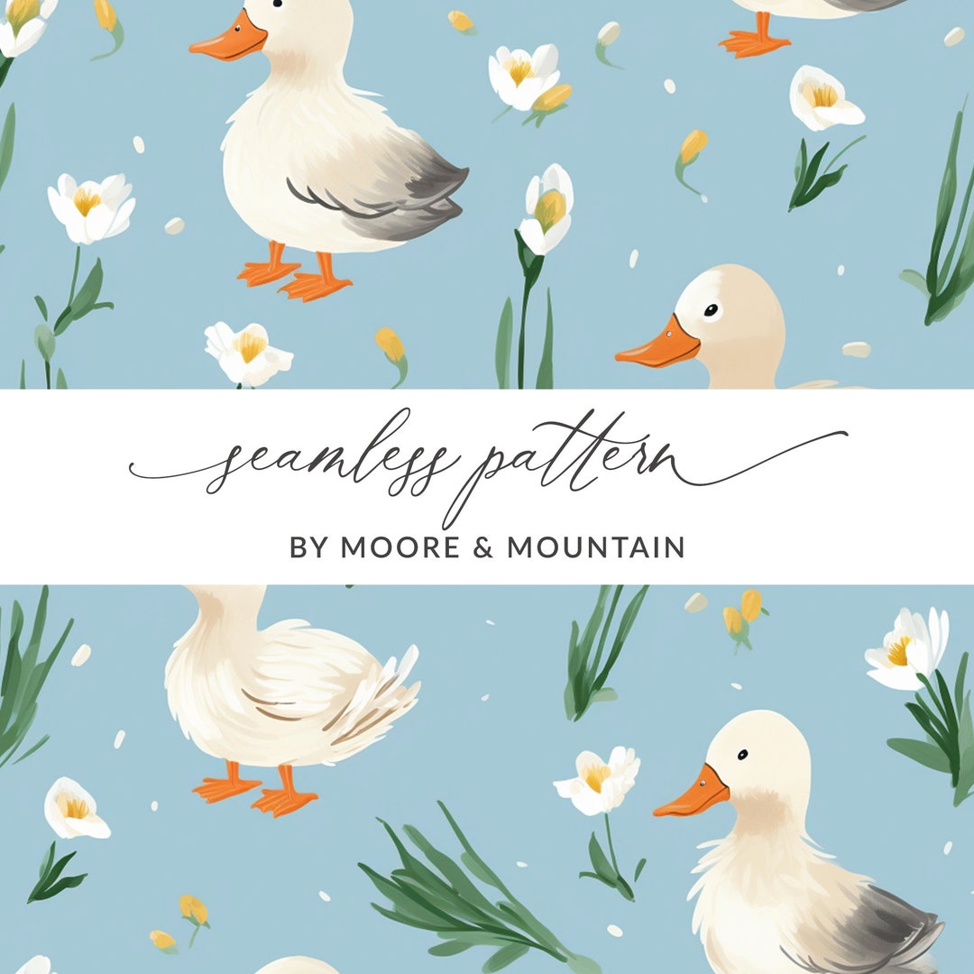 Cute Seamless Ducks Pattern, Baby Duckling Pattern Seamless Digital ...