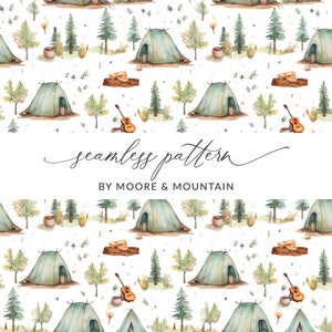 Camping Seamless Background Pattern Camping, Tent Camping Digital Paper ...