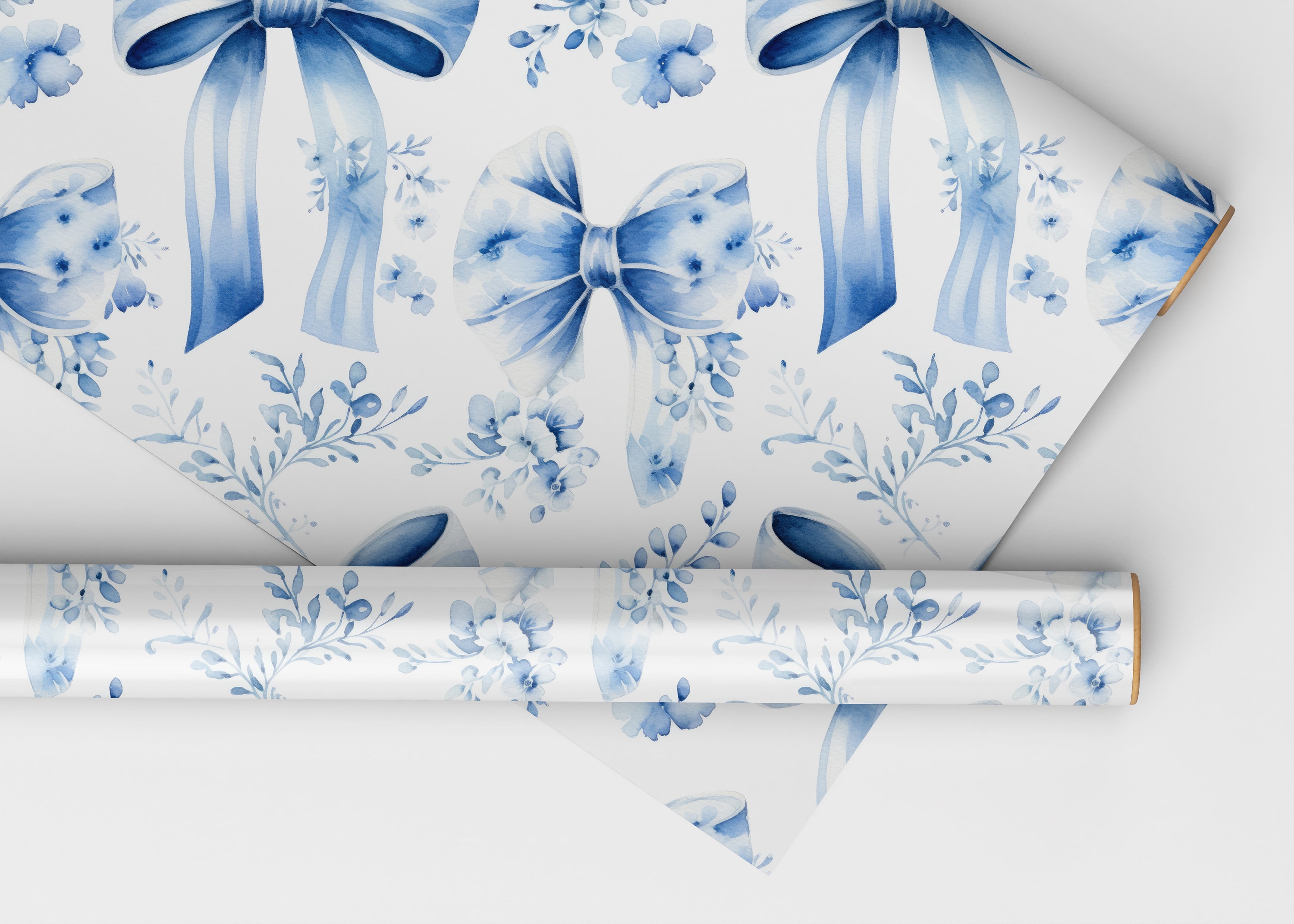 Blue Bow Seamless Pattern, Blue Bow Background, Watercolor Bow ...