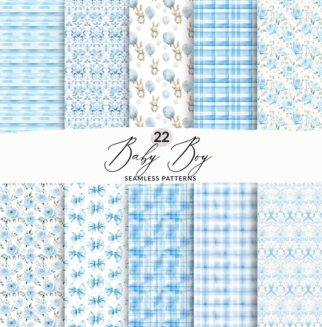 Seamless Baby Boy Patterns, Light Blue Baby Boy Seamless Patterns for Commercial Use, Newborn ...