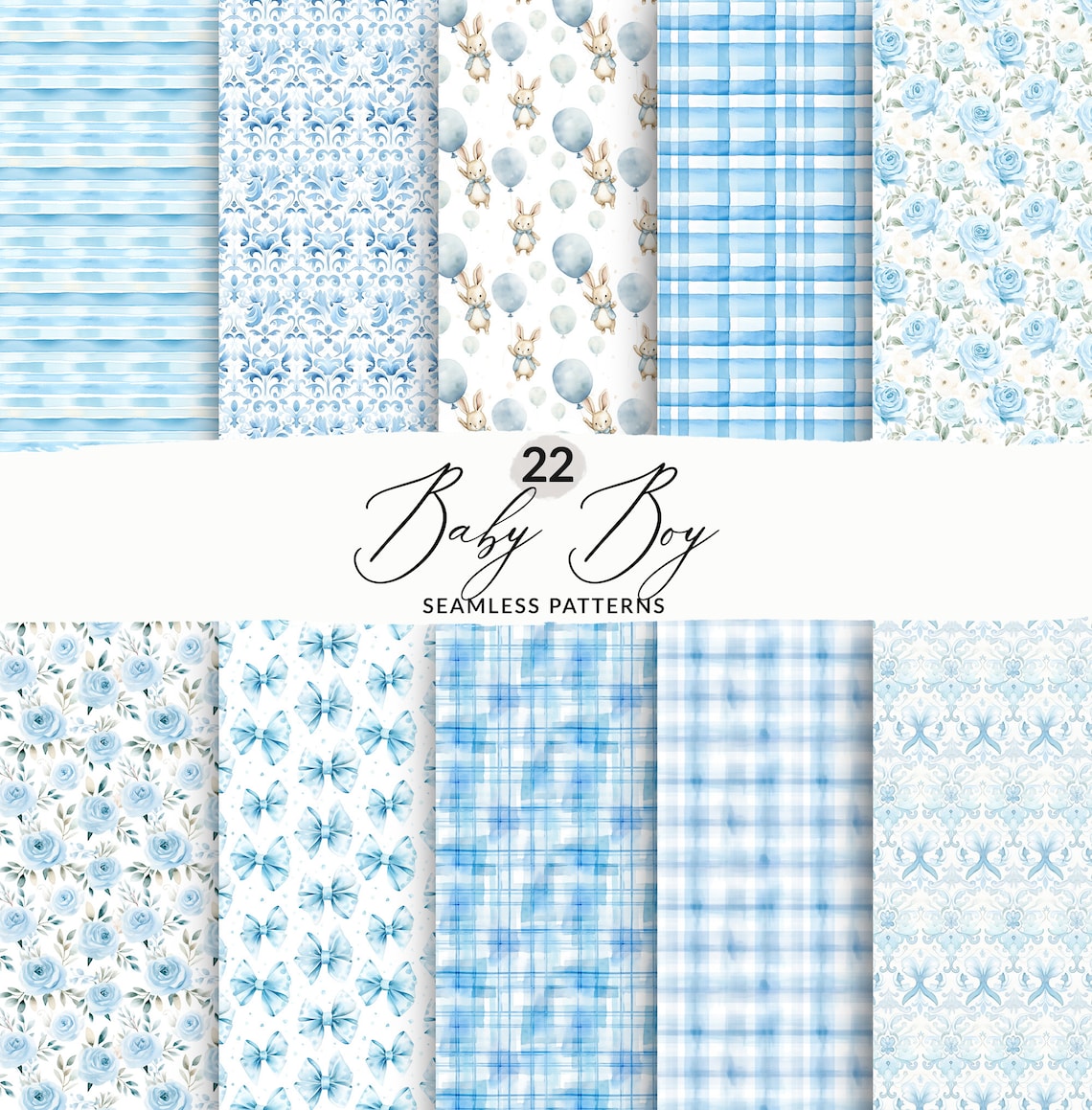 Seamless Baby Boy Patterns, Light Blue Baby Boy Seamless Patterns for ...