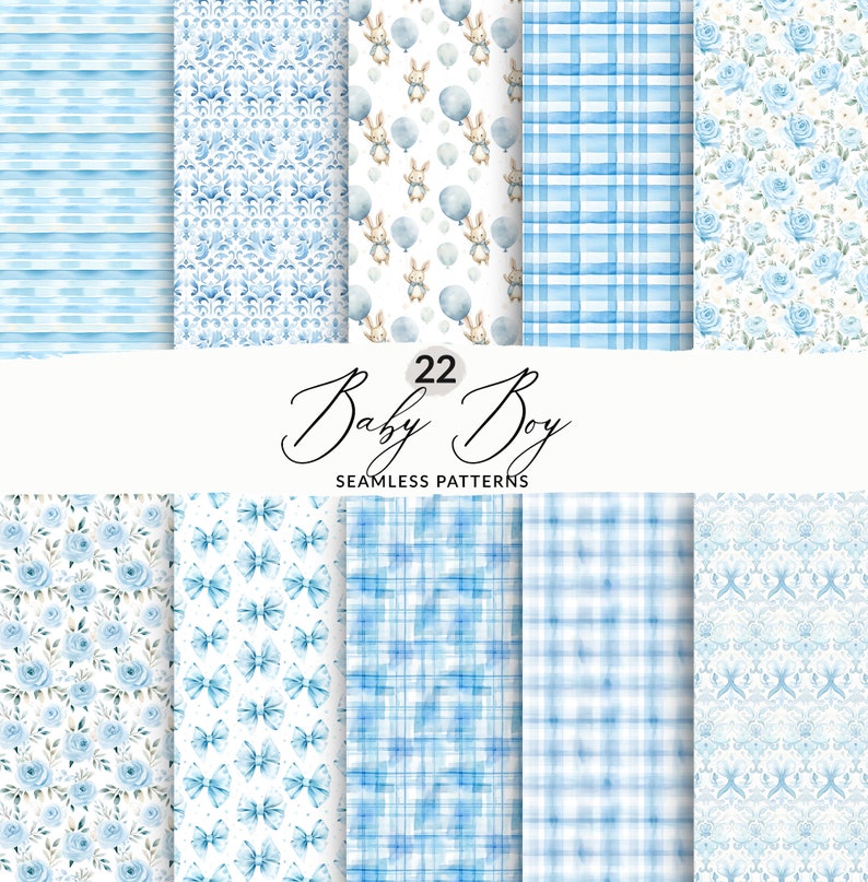 Seamless Baby Boy Patterns, Light Blue Baby Boy Seamless Patterns for ...