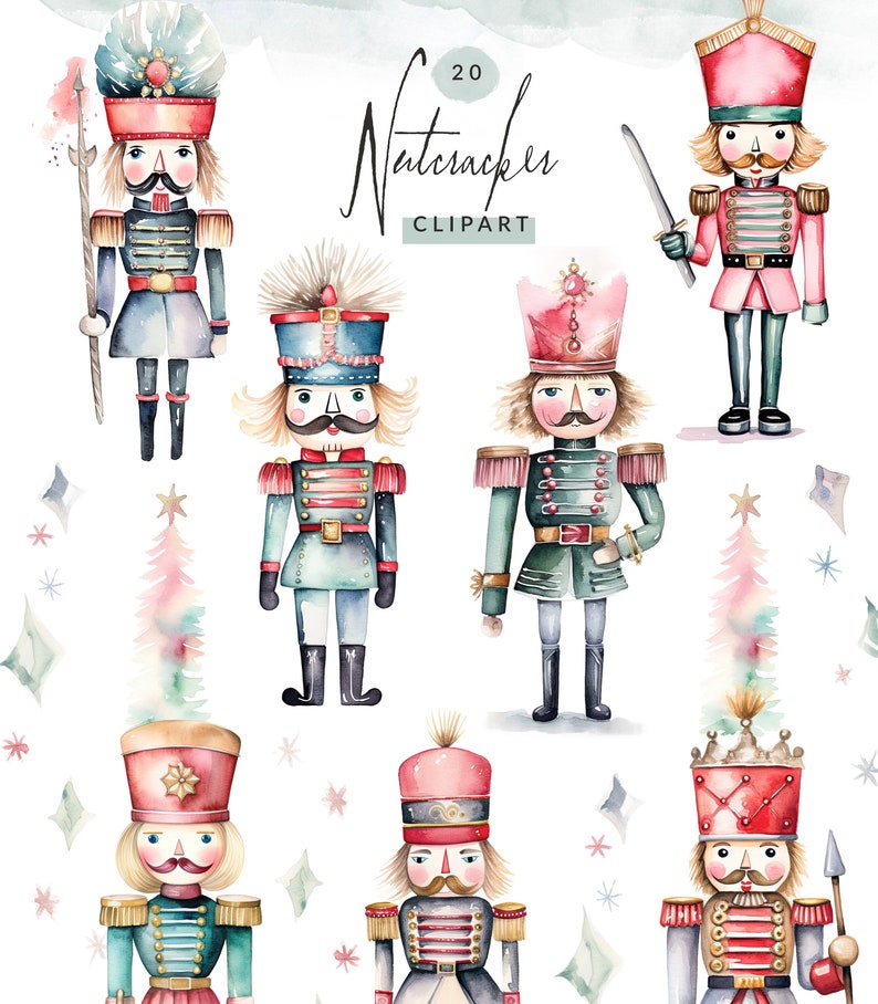 20 Watercolor Nutcracker Clipart, Nutcracker PNG, Christmas Nutcracker ...