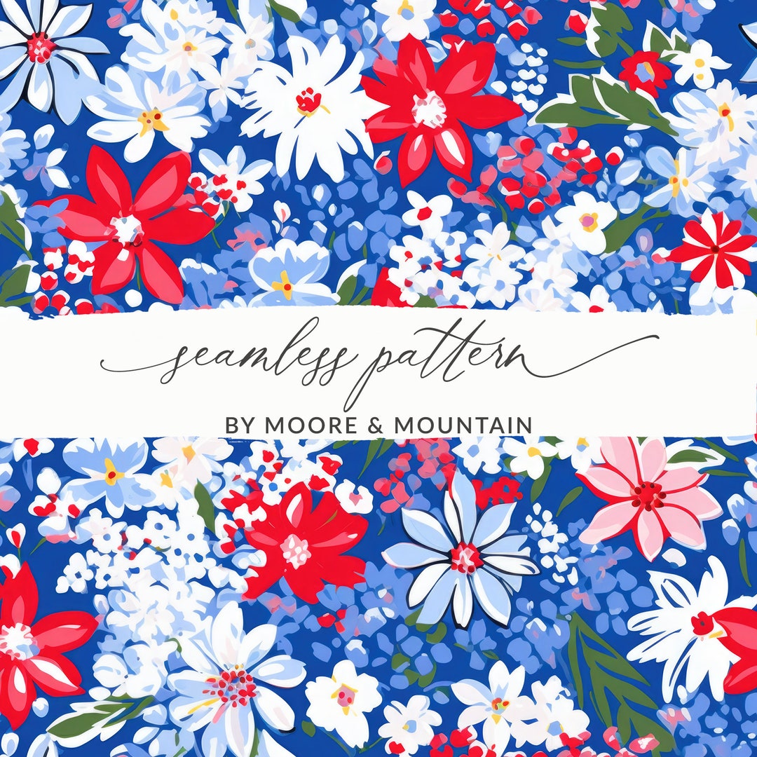 Seamless Patriotic Background, 4th of July Seamless Floral Background ...