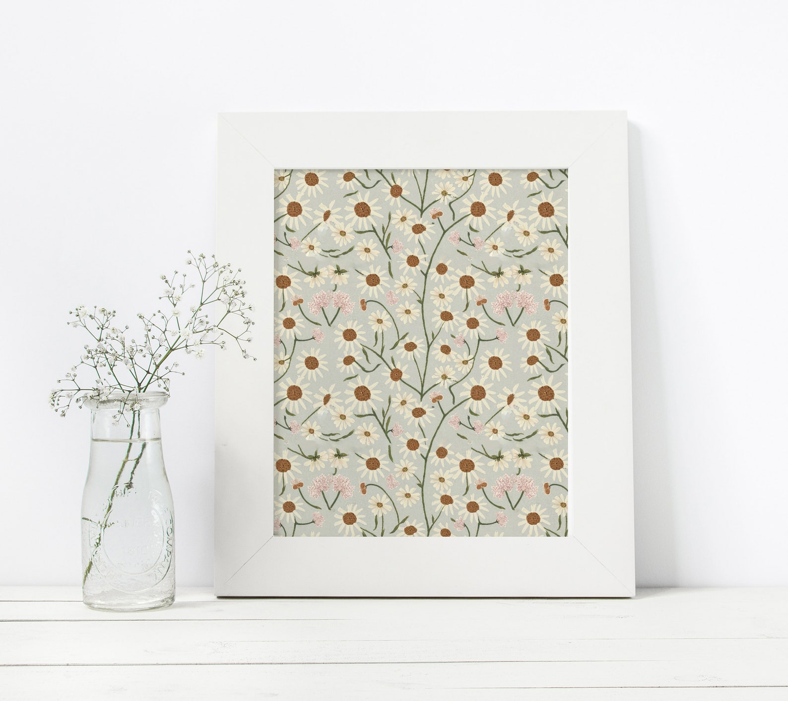 Cottagecore Daisy PNG Background, Cottagecore Seamless Floral PNG Daisy ...