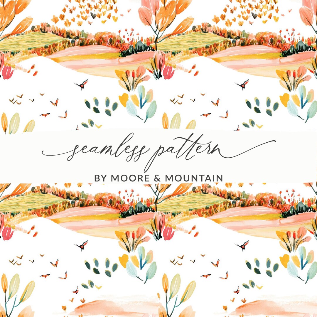 Fall Field Scene Background Pattern Painted Fall Fields Seamless JPEG ...