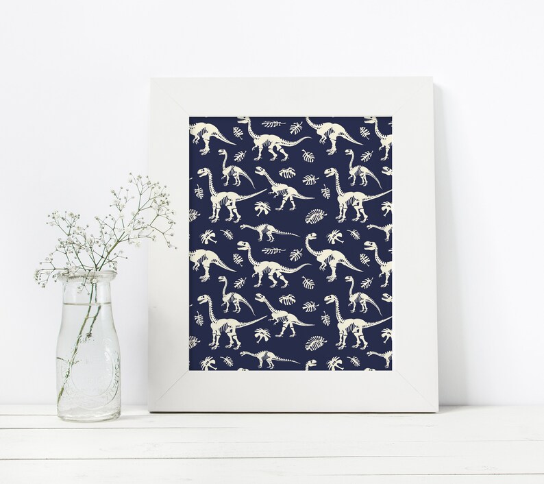 Dinosaur Bones Background Dinosaur Skeleton Pattern, Black and White ...