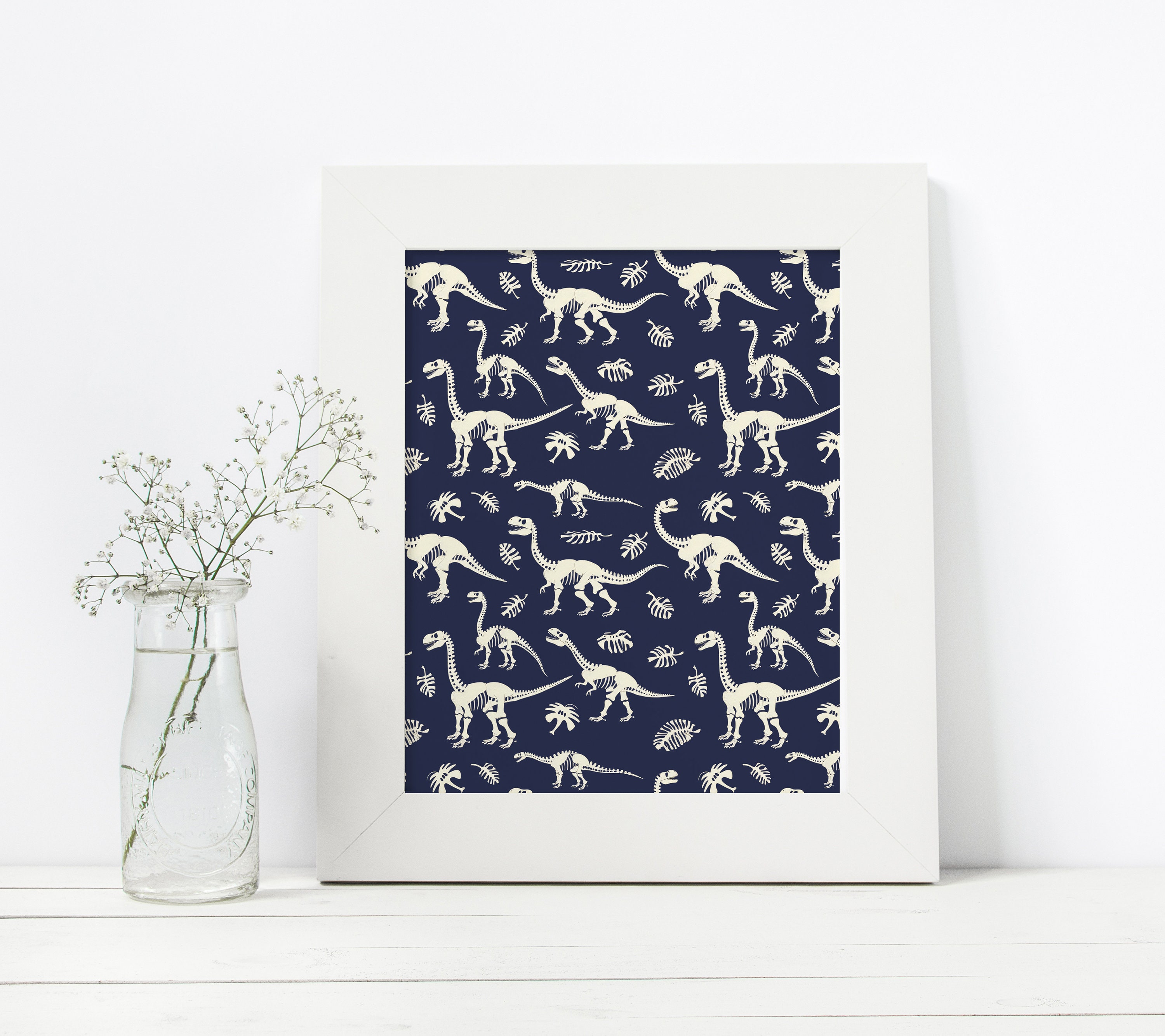 Dinosaur Bones Background Dinosaur Skeleton Pattern, Black and White ...