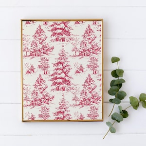 Christmas Toile De Joy Seamless Pattern Red and White Vintage Christmas ...