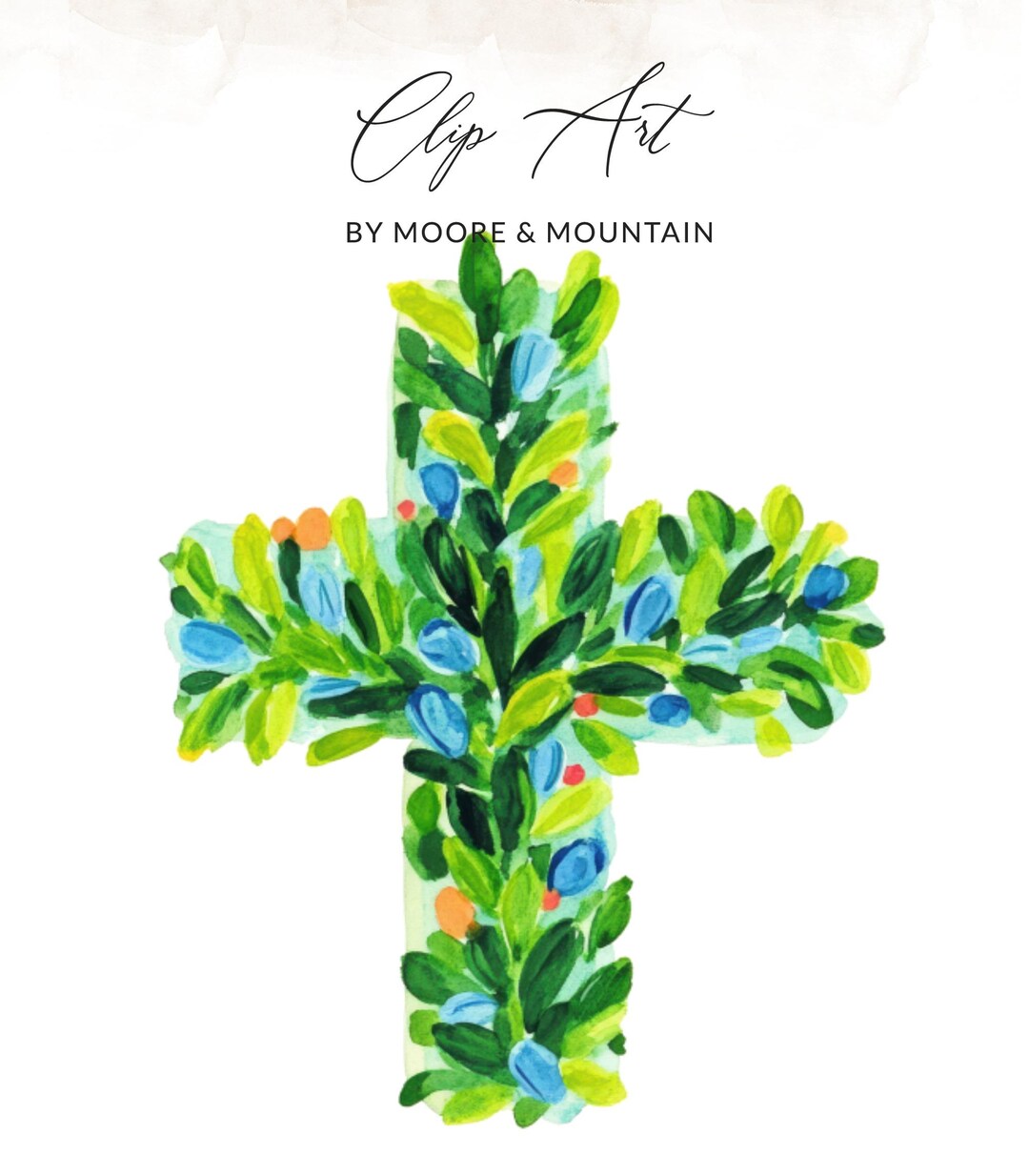 Boxwood Cross SVG PNG Digital, Christian Art Clipart, Green Botanical ...