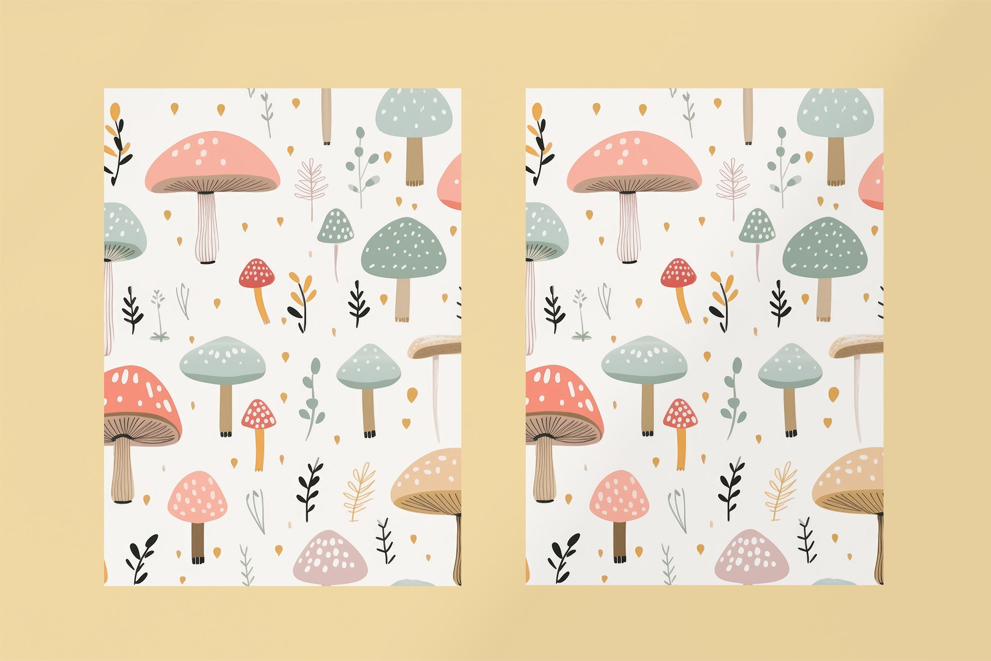Pink Mushroom Seamless Background, Cute Mushrooms Pattern, Illustrated ...