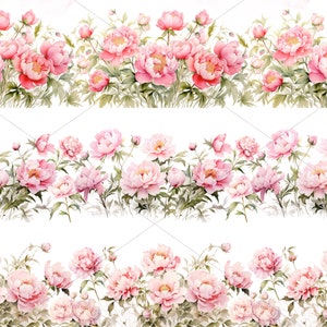 Watercolor Pink Peony Clipart Peony Frames and Peony Borders Clipart ...