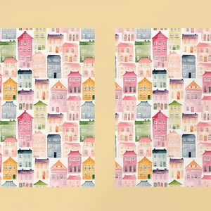 Watercolor Houses Seamless Background, Painted Houses Repeating Pattern ...
