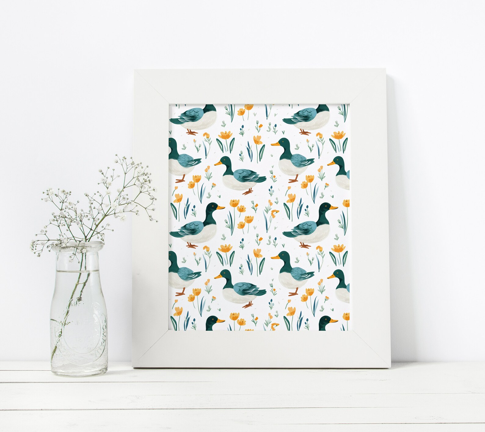 Cute Spring Ducks Seamless Pattern, Cute Ducks Repeating Background ...