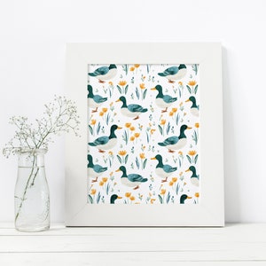 Cute Spring Ducks Seamless Pattern, Cute Ducks Repeating Background ...