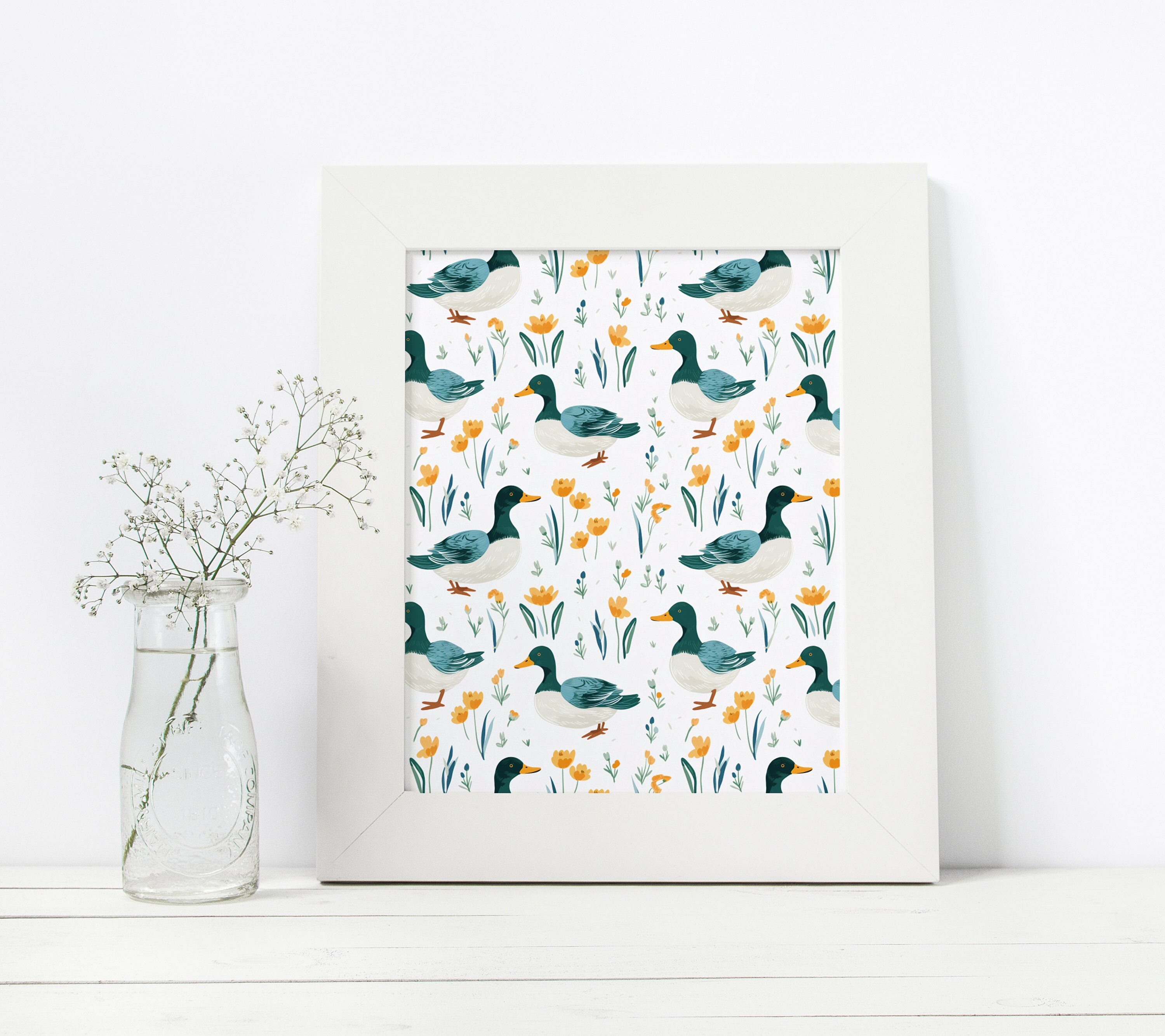 Cute Spring Ducks Seamless Pattern, Cute Ducks Repeating Background ...