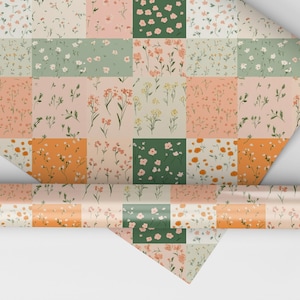 Seamless Patchwork Pattern Floral Seamless Quilted Digital Background Patchwork Background PNG ...